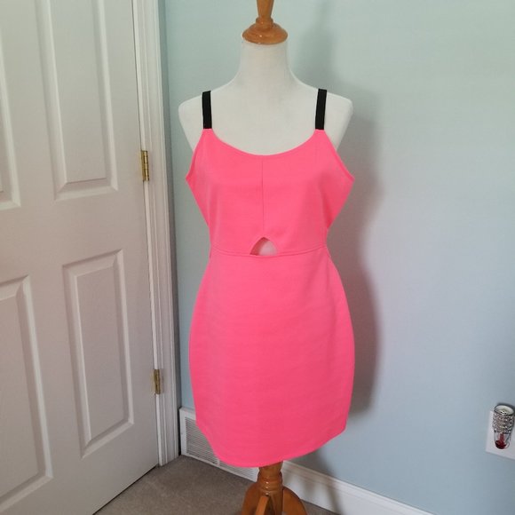 NOBO | Dresses | Hot Pink Pin Up Sexy Cut Out Stomach Waist Dress ...